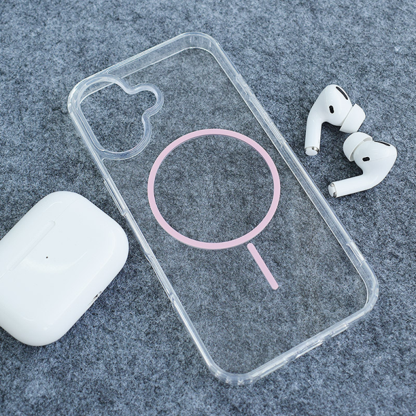 Maska za iPhone 16 Mag Case Clear Slim roze