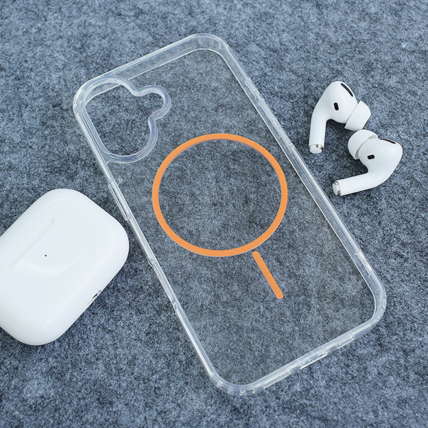 Maska za iPhone 16 narandžasto Mag Case Clear Slim