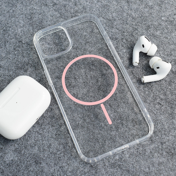 Maska za iPhone 15 Mag Case Clear Slim roze