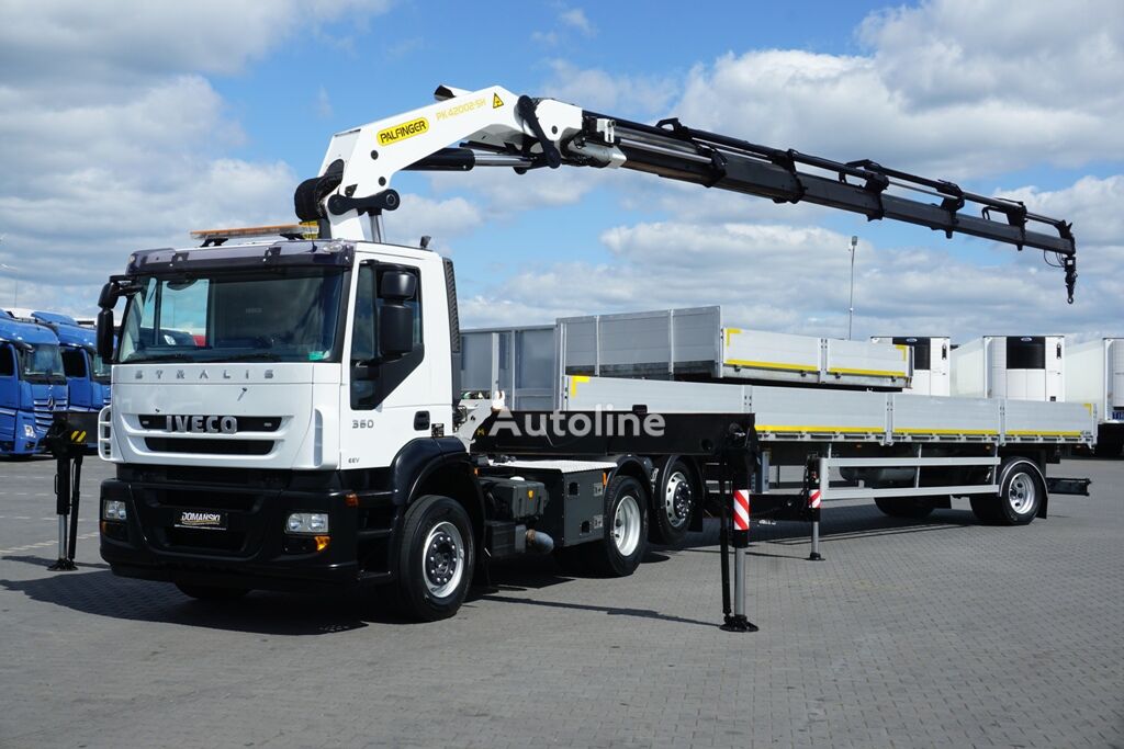 IVECO STRALIS / 260E36 / 6 X 2 / HDS PALFINGER PK 42 002 SH-E / WYSIĘG tegljač + poluprikolica sa ravnom platformom