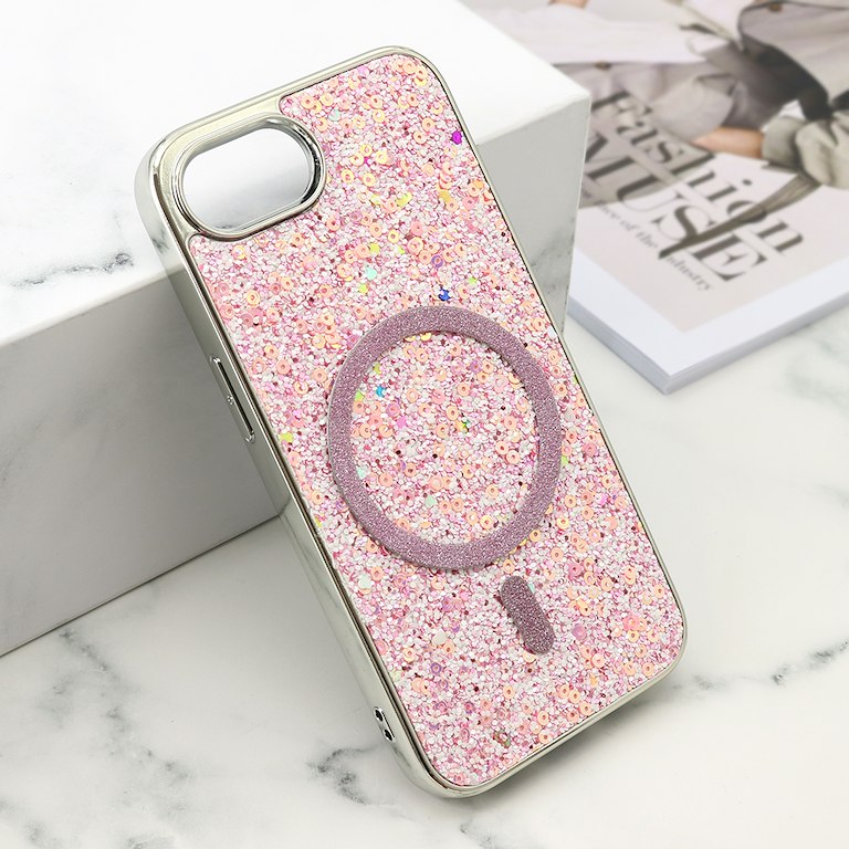 Zastitna maska (futrola) GLAM GLOW MagSafe - iPhone 16e roze (MS)
