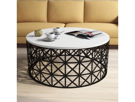 HANAH HOME Sto za kafu Selin Metal Ferforje White