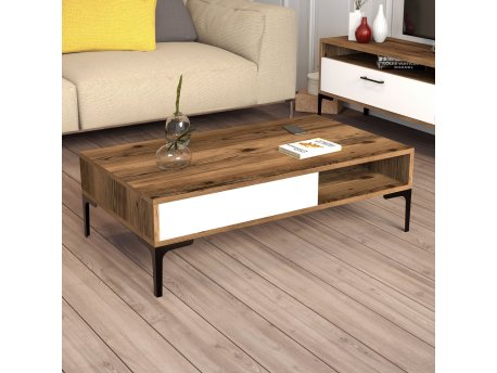 HANAH HOME Sto za kafu Istanbul Walnut White