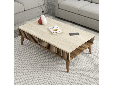 HANAH HOME Sto za kafu Milan Walnut Travertine
