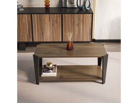 HANAH HOME Sto za kafu Monaco Walnut Black