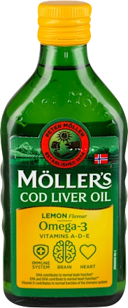 MÖLLER'S
COD LIVER OIL Omega-3 ulje jetre bakalara: Vitamini A-D-E - ukus limun, 250 ml
Dodatak ishrani