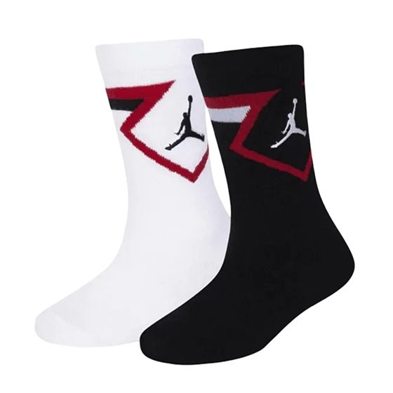 KIDS' DIAMOND HIGH CREW SOCKS (2 PAIRS) 'BLACK/WHITE'