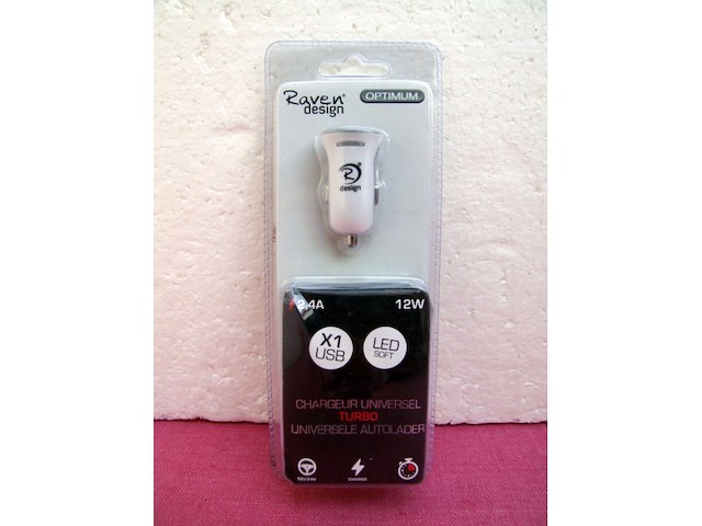 Raven Design USB 2.0 Universal Car Charger 5V 2.4A 12W