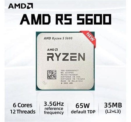 CPU AMD Ryzen 5 5600, 3.5GHz (4.4 GHz), 6C/12T, 32MB L3, 7nm, 65W, AM4,