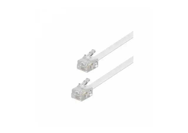 Maxcable Kabl telefonski flat sa konektorima, 10 m, Beli