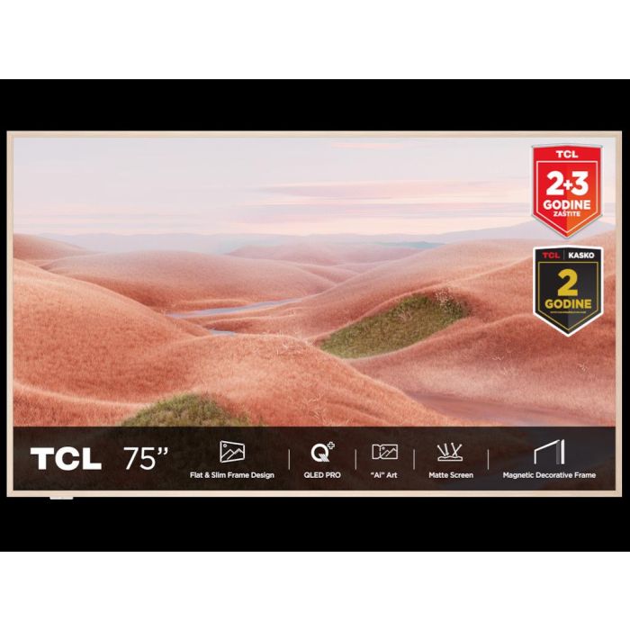 Televizor TCL 75A300W/QLED/75"/4K UHD/144Hz/Matte Screen/"Ai" Art/Google TV/frame