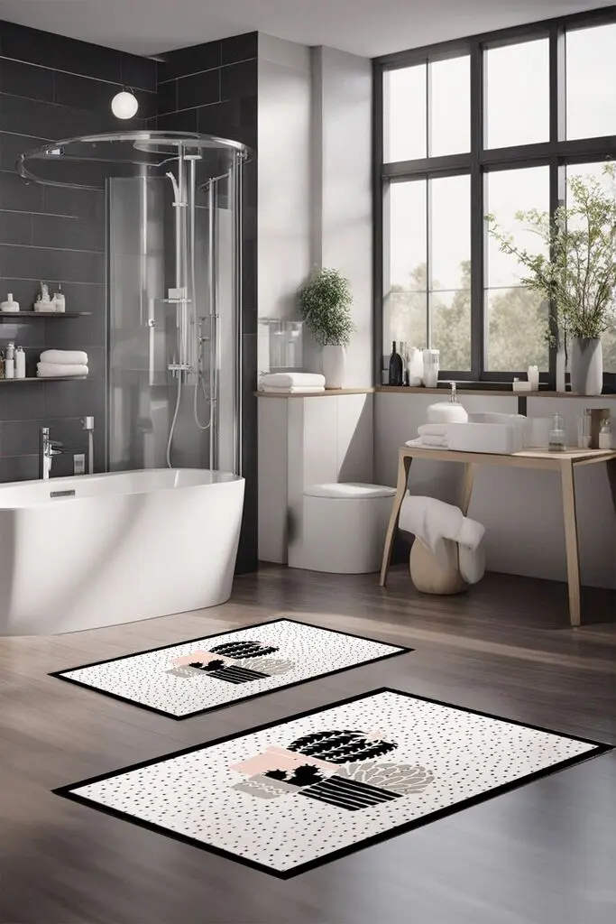 L'essentiel Maison Set prostirki za kupatilo CT-5265, 2 Komada, Bela