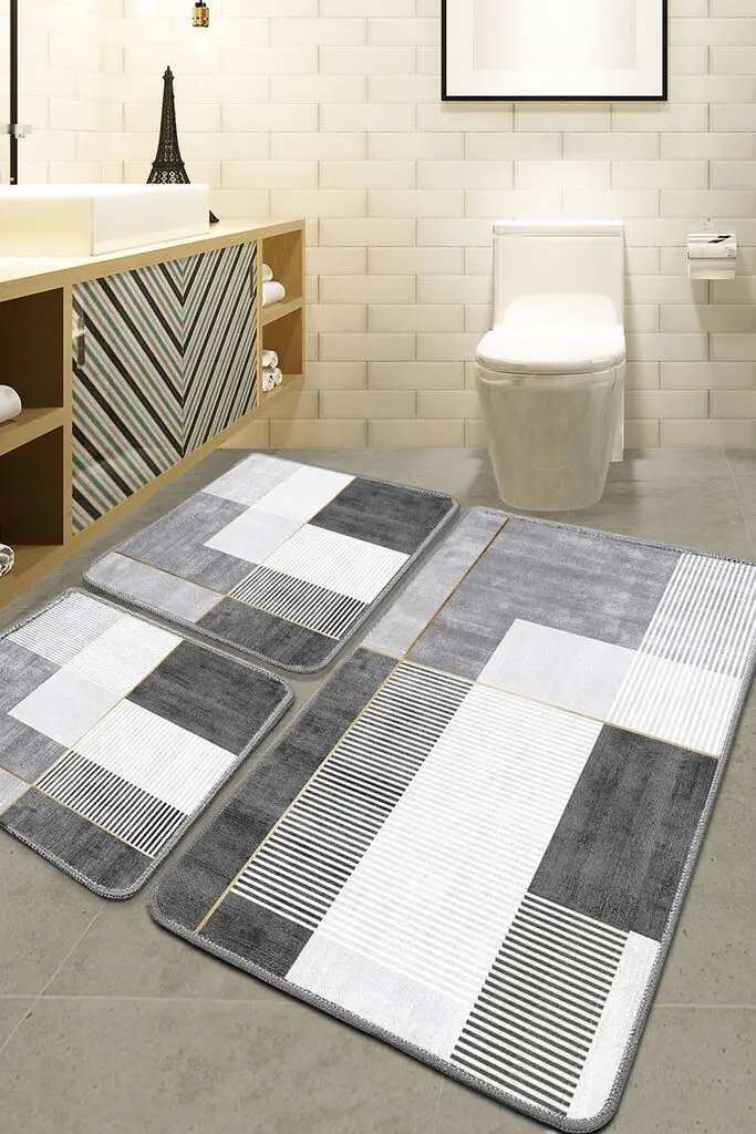 L'essentiel Maison Set prostirki za kupatilo Pendor, 3 Komada, Siva