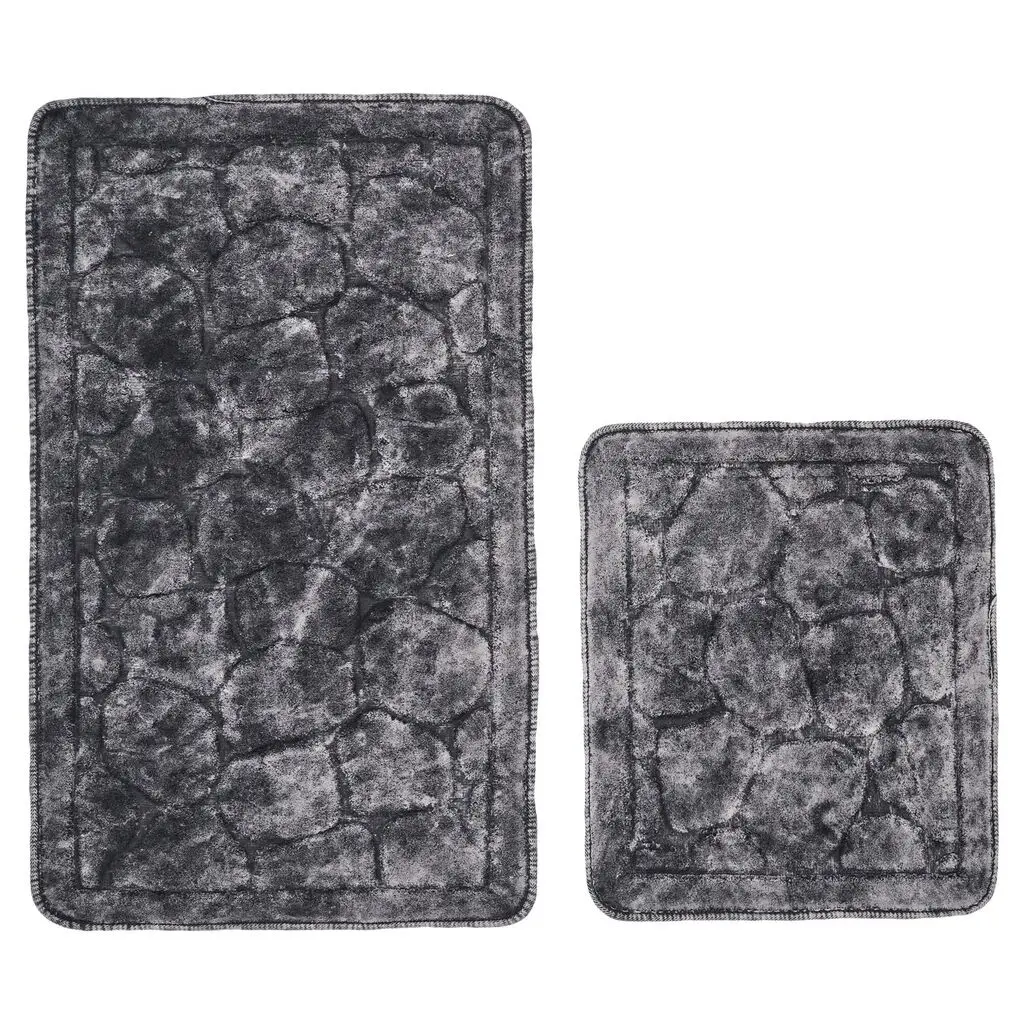 L'essentiel Maison Set prostirki za kupatilo Cottonkt 000190, 2 Komada, Tamnosiva