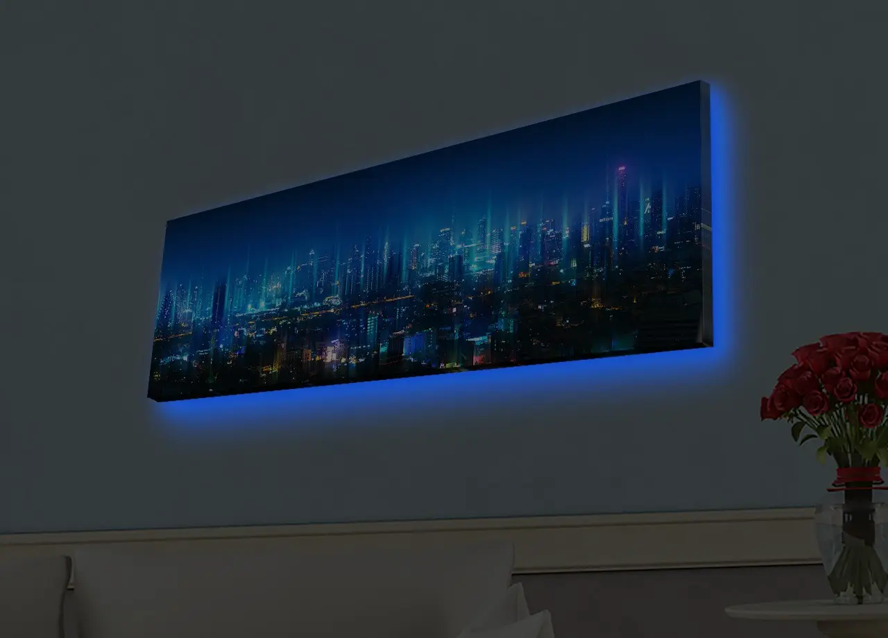 Wallity Slika na platnu sa LED osvetljenjem 30x90cm
