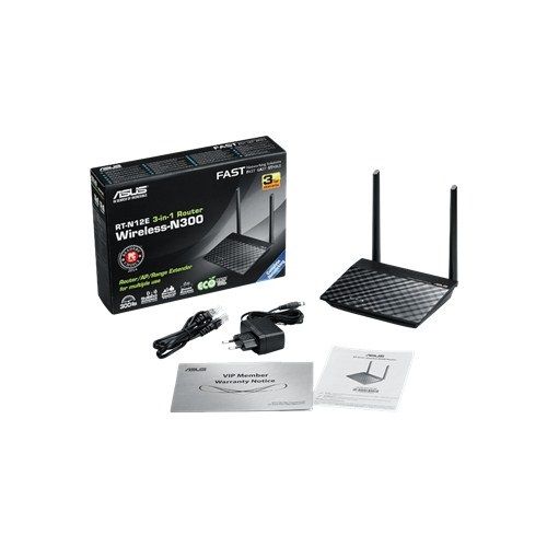 Asus Wi-Fi ruter RT-N12E N300 - 300Mbps, 2 antene, crni