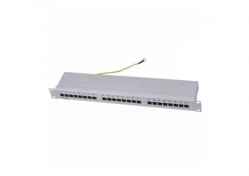 Netiks Patch panel 19/1U sa 24 RJ-45 STP kat. 6 Fully Shielded, Krone LSA, držač kablova sa zadnje CRNI