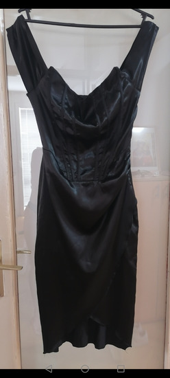 Crna saten haljina 36