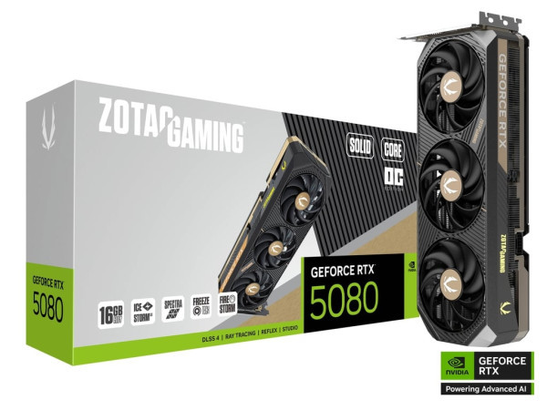 SVGA Zotac RTX 5080 SOLID CORE OC 16GB GDDR7 256bit, ZT-B50800J2-10P