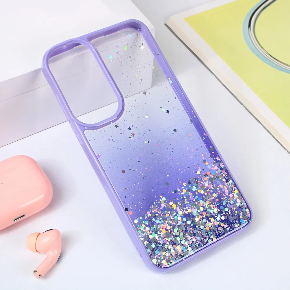 Maska Frame Glitter za Samsung A556B Galaxy A55 5G ljubicasta