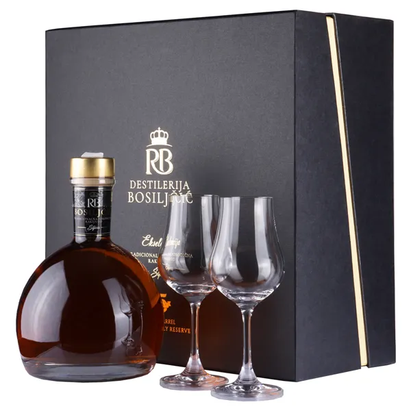 Bosiljčić Ekselencija Šljiva 15yo Gift Box 0.75l+2 Riedel čaše