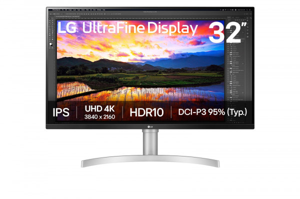 LG UltraFine Monitor 31.5 32UN650K-W, 4K Ultra HD, IPS, HDR10, 60Hz, 5ms, HDMI, DisplayPort