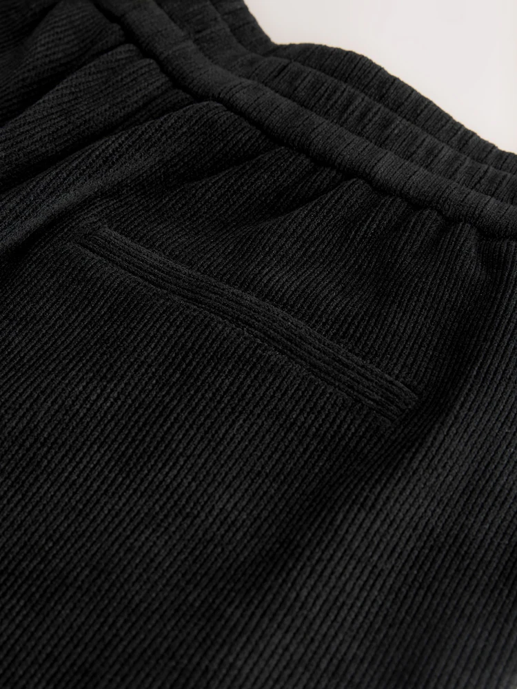 Crno - Široka noga Soft Cord pantalone