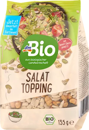 dmBio
Mešavina semenki suncokreta, pečenih zrna soje u tamari sosu i suvopečenih semenki bundeve za posipanje salata, 135 g