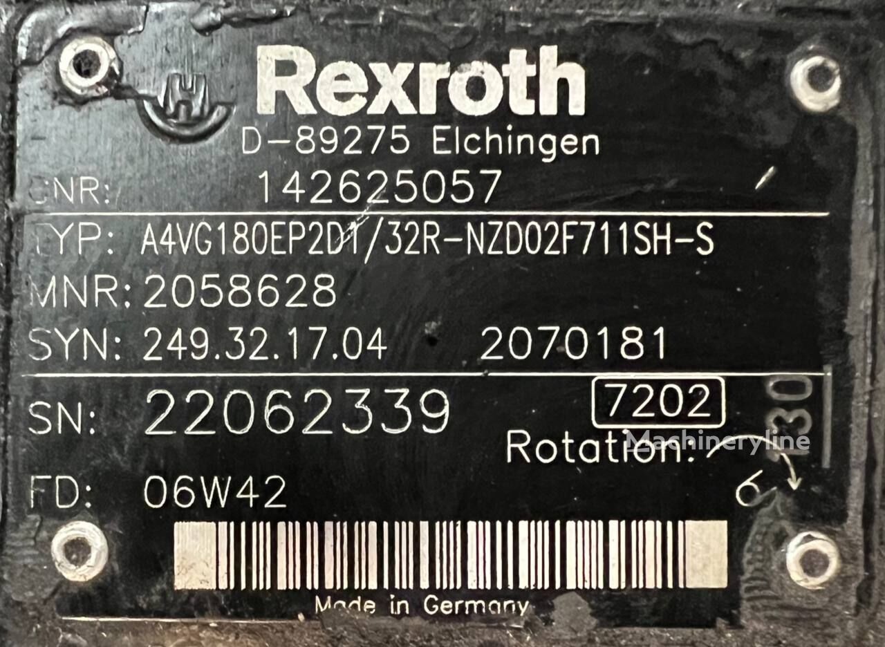 Rexroth A4VG180EP2D1/32R-NZD02F711SH-S (R902058628, Noell 142625057) A4VG180EP2D1/32R-NZD02F711SH-S hidraulična pumpa za Terex