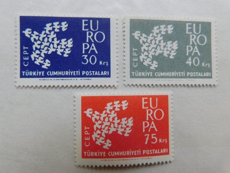 TURSKA EUROPA 1961 KOMPLET ČISTA SERIJA