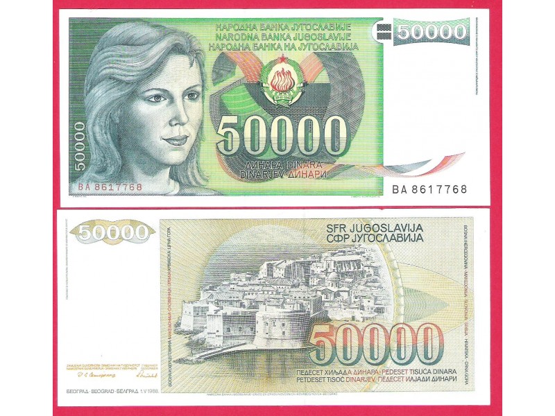 50000 Dinara -1988- Godina - UNC