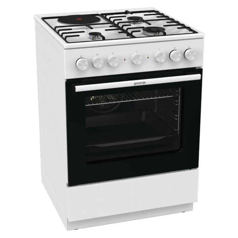 Gorenje Kombinovani šporet GK6B42WD, 1 ringla, 3 gorionika, Ventilatorska rerna 71l, Beli