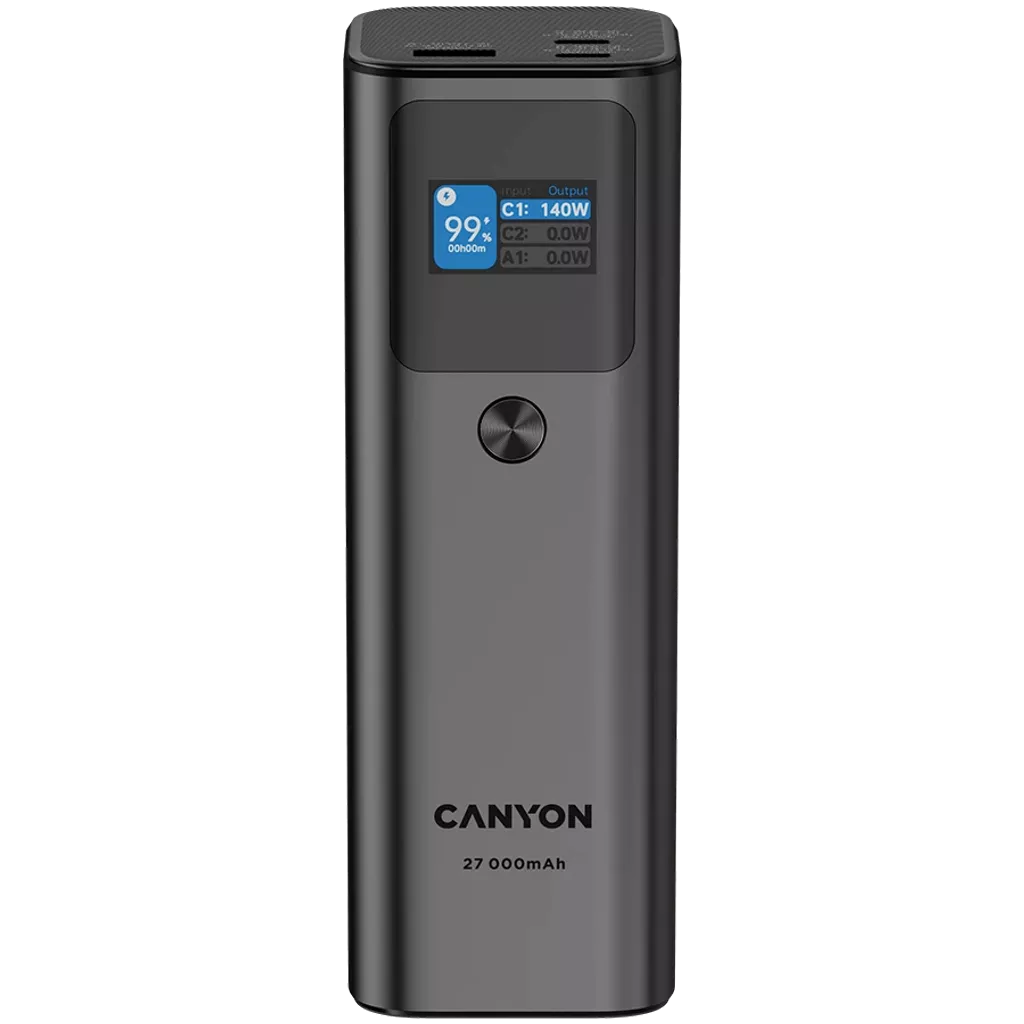 CANYON power bank PB-2010 TFT 27000 mAh 97.2Wh PD140W QC 3.0 Dark Grey