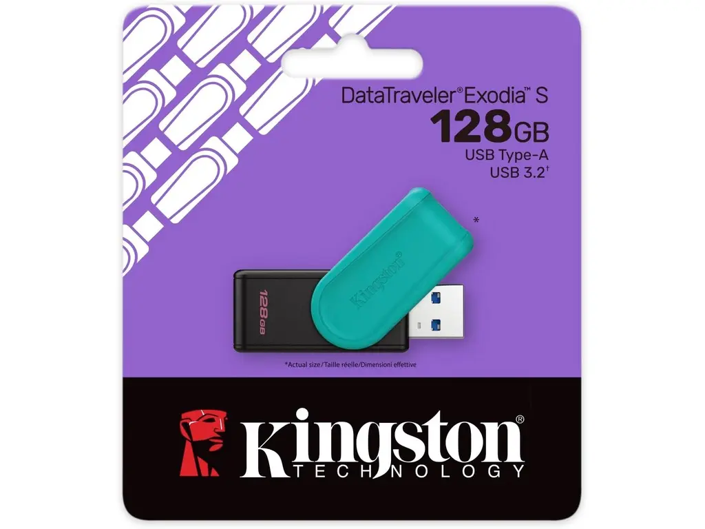 Kingston USB fleš disk DataTraveler Exodia S, 128GB, USB 3.2, crni