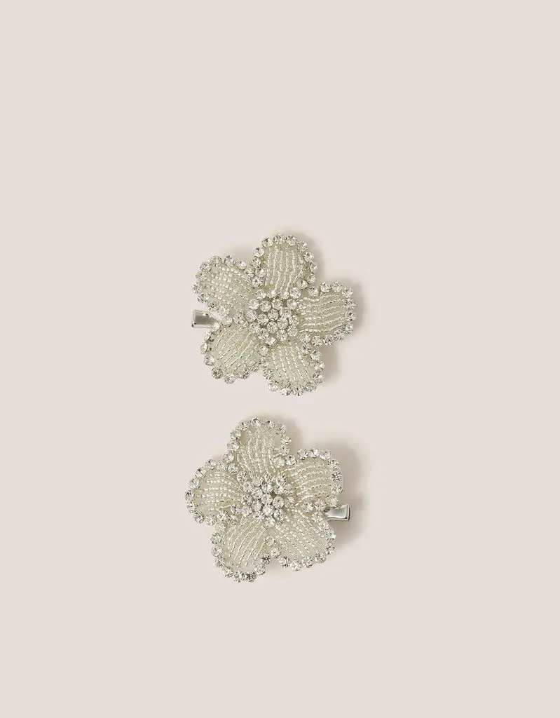 Monsoon Set šnali za kosu za devojčice Bling Flower, Srebrne boje