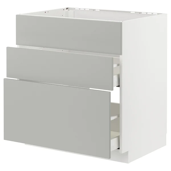 Pod.element sudop. i 3front/2fioke, bela/Havstorp svetlosiva, 80x60 cm