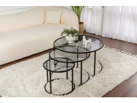 HANAH HOME Set stočića Aurum 80 60 42 Black Grey