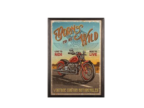 WALLXPERT Dekorativna uramljena drvena slika Born To Be Wild XL