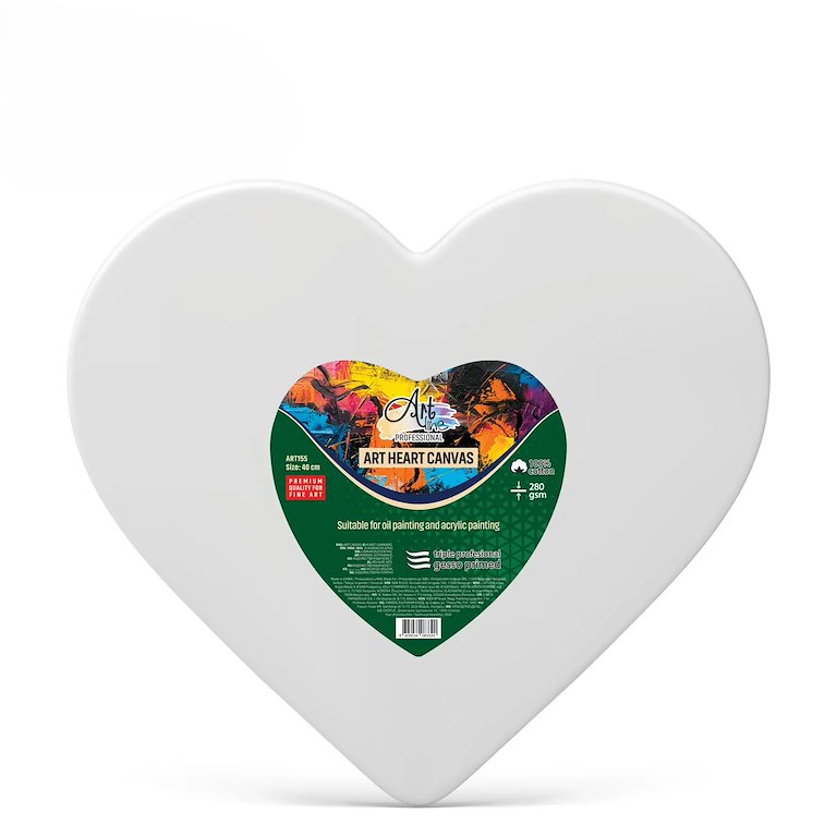 Artline Slikarsko platno u obliku srca ART155, 40cm, 280gsm, Belo