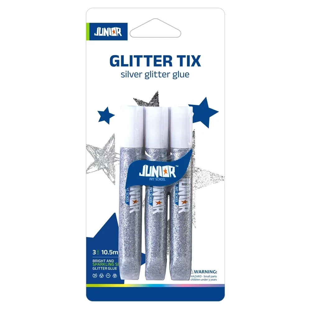 Junior Lepak sa šljokicama Glitter Tix, 3 komada, Srebrne boje