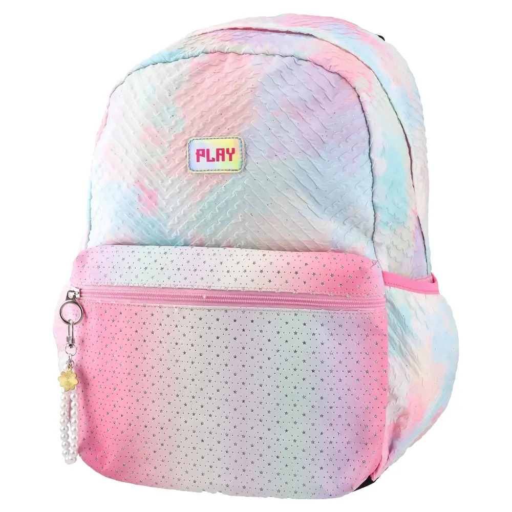 Play Školski ranac za devojčice Rainbow hearts Pop fashion, 43x30x20cm, Šareni