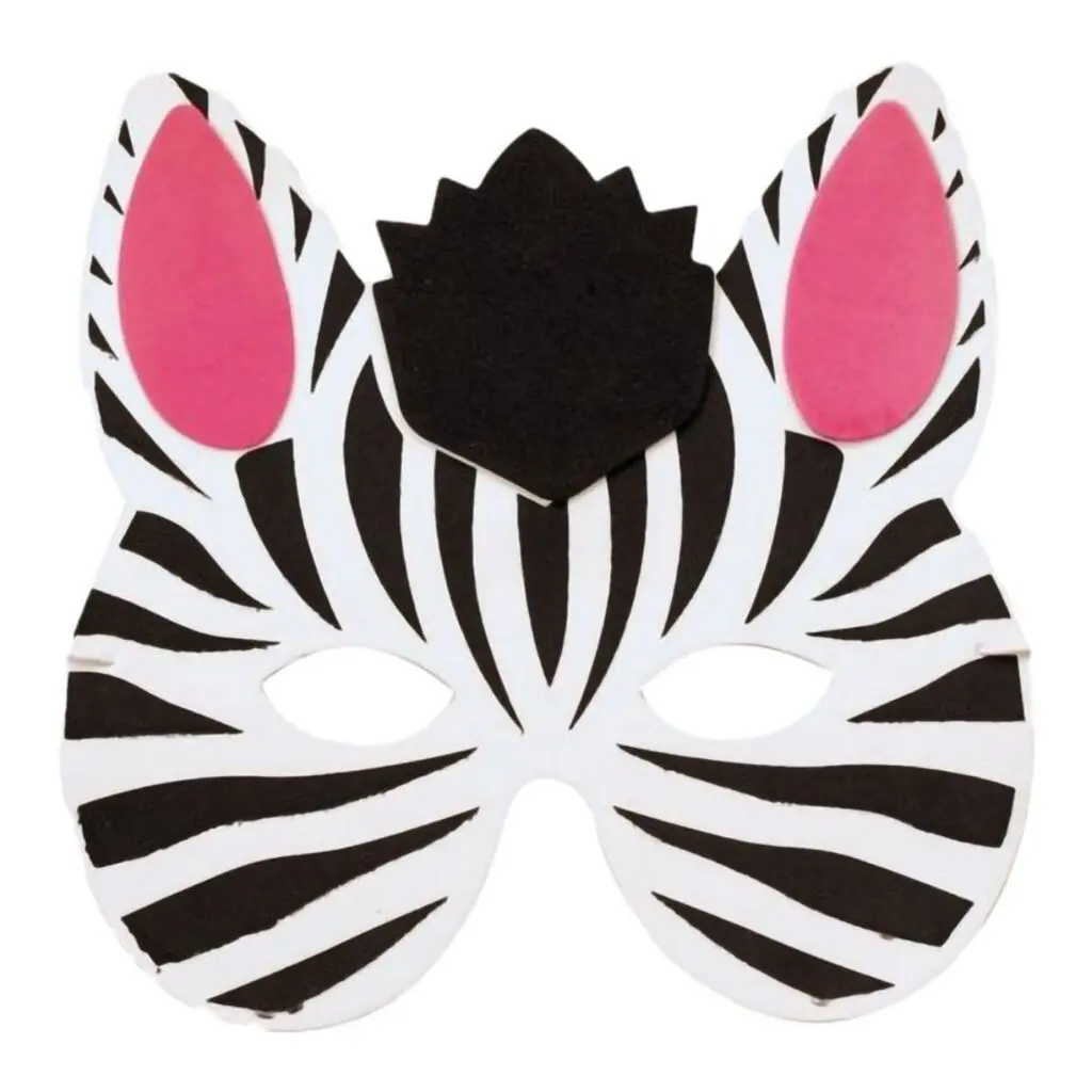 Junior Maska zebra Crafty deco, Belo-crna