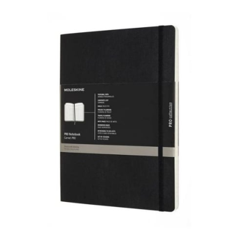 Rokovnik Moleskine Pro black mek povez XL