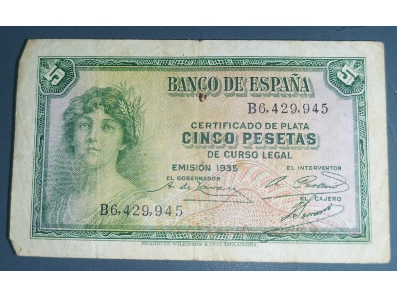 C88 5 pesetas Spanija 1935