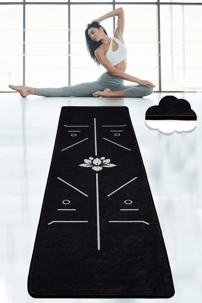 Vital and Vivid Prostirka za jogu Bikram - Black, 60x200cm, Crno-bela