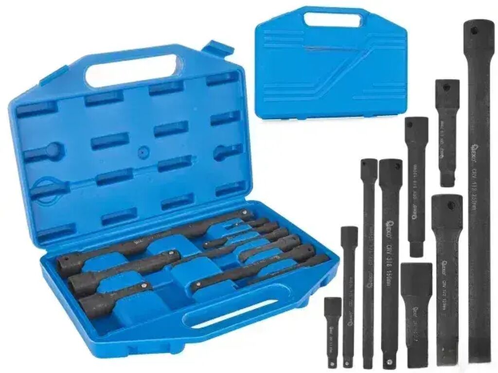 Set produžetaka udarnih 9 komada 1/4", 3/8", 1/2" CrV GEKO (Poljska)
