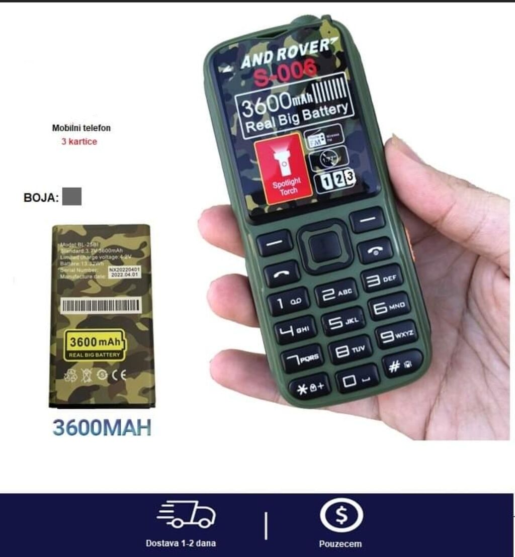 CENA: 2990 rsd 3 SIM ROVER TELEFON -Srpski jezik -Radio prijemnik