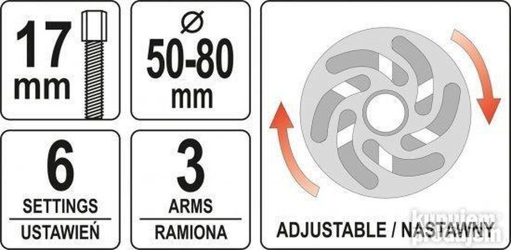 Izvlakač zupčanika – bregaste osovine, remenice, 50-80 mm, PROFI