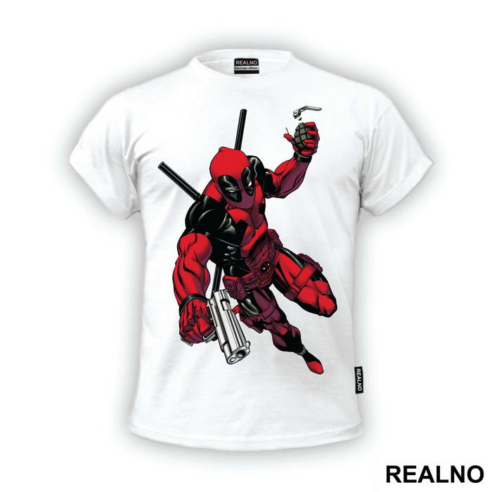 OUTLET - BELA MUŠKA MAJICA VELIČINE XL - DEADPOOL