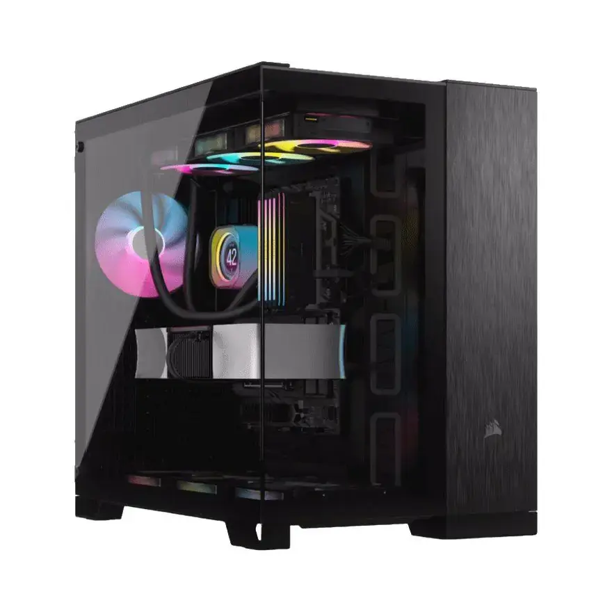 Corsair Gaming kucište 6500X Mid-Tower, 2 komore/kaljeno staklo, Bez napajanja, Crno obsidijan